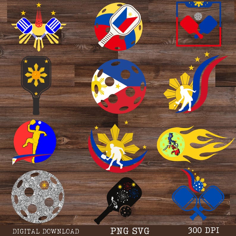 Philippine Pickleball Flag SVG Pintables, Philippine Flag Pickleball ...