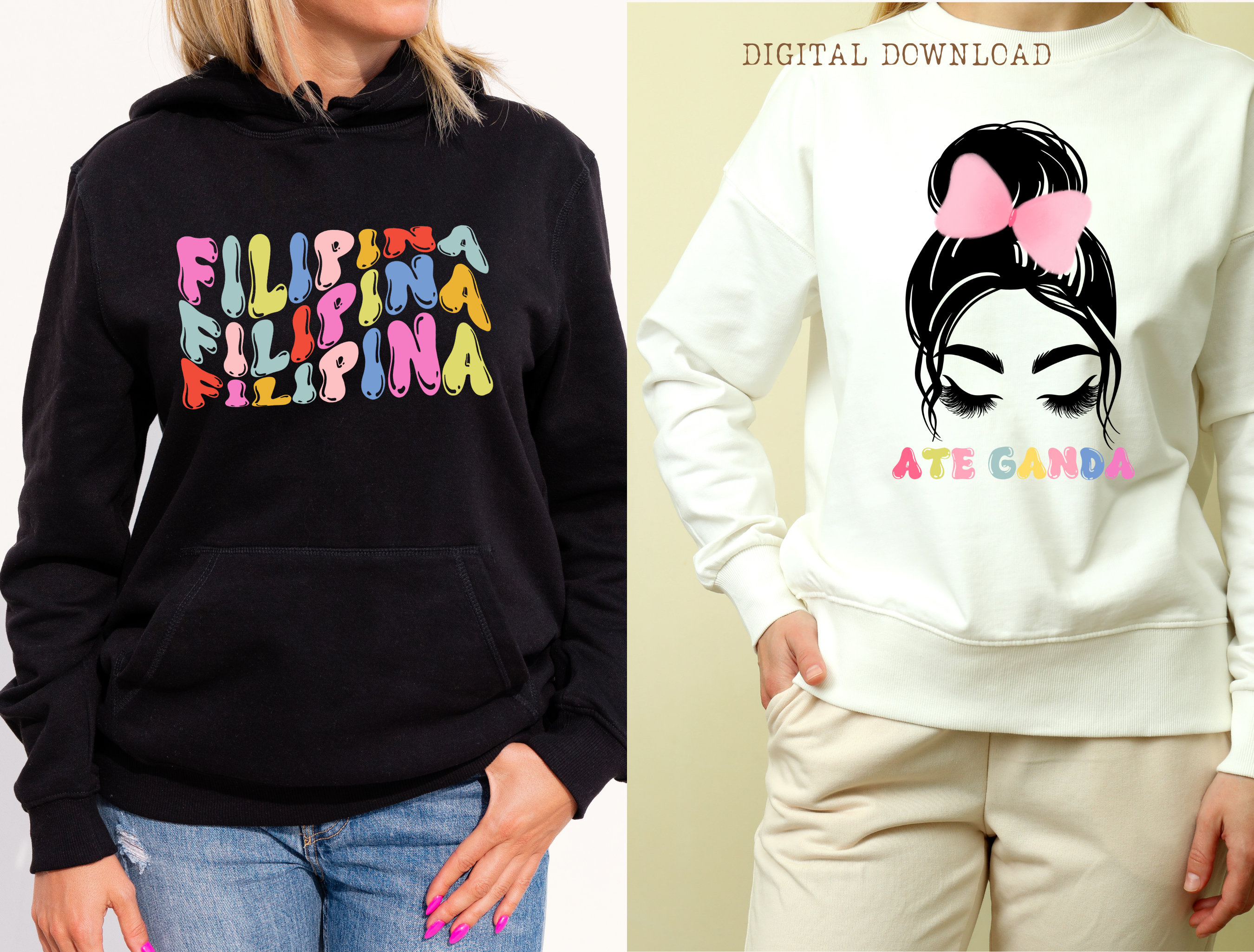 Funny Philippines Messy Bun Girl Pinoy Shirt SVG Printable Funny ...