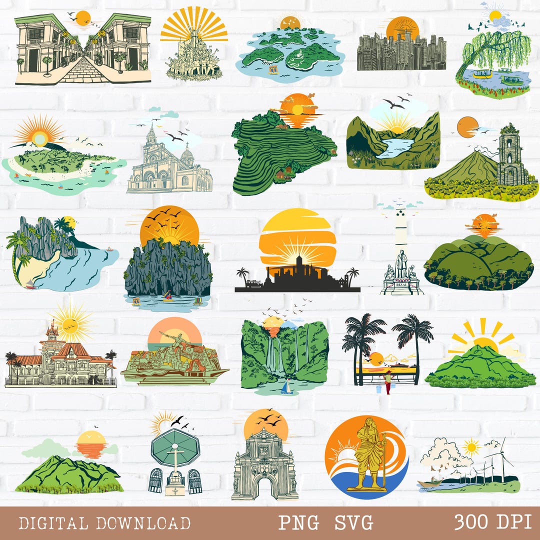Philippines Famous Landmarks PNG, 25 Bundle, Filipino Designs Svg ...
