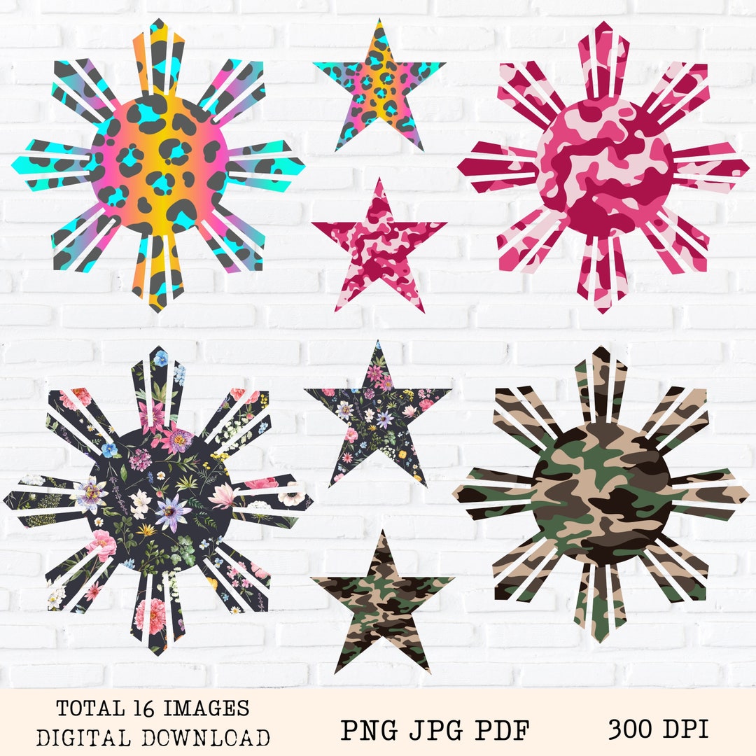 Philippines Sun Stars PNG Clip Arts, Filipino Sun PNG Printable, 16 ...
