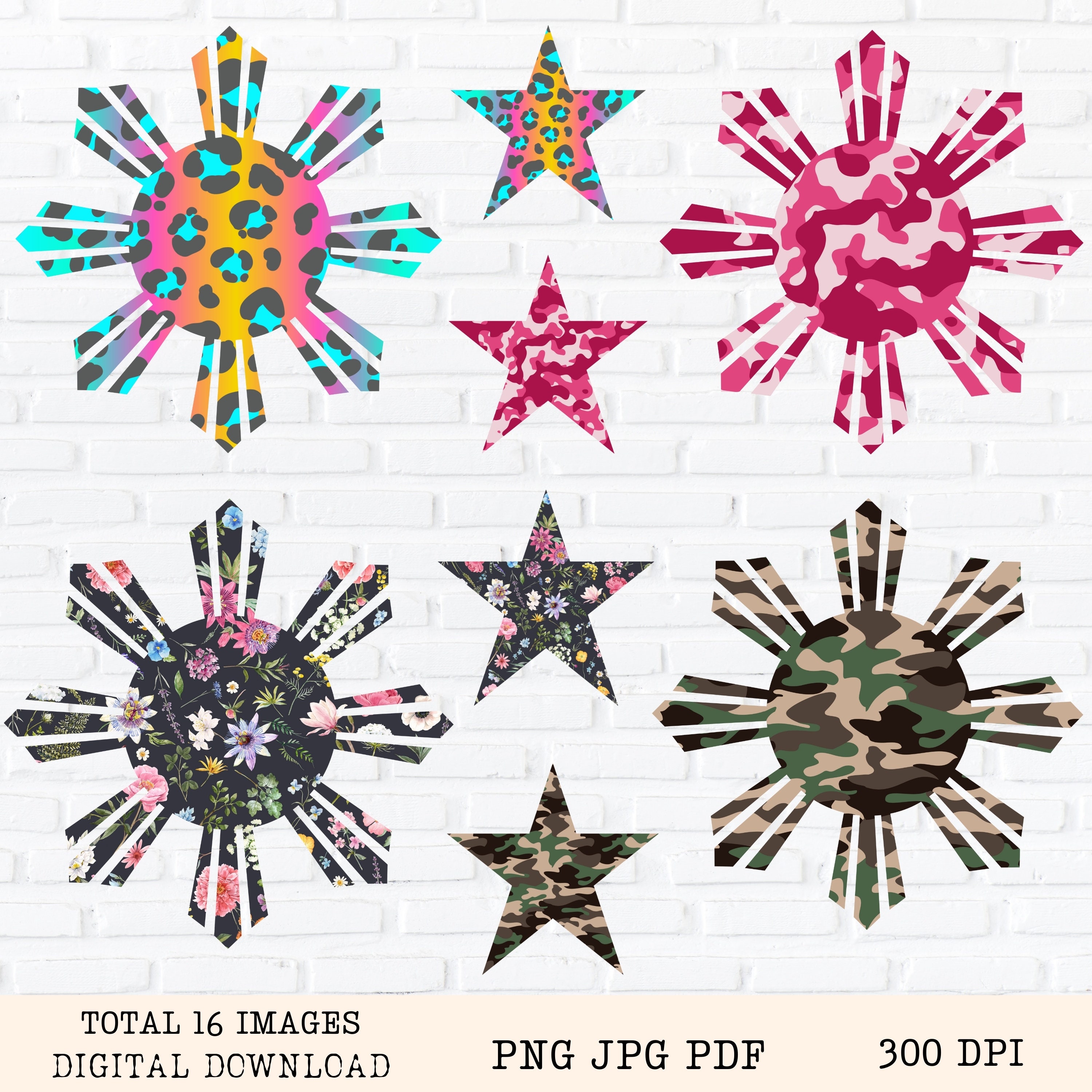 Philippines Sun Stars PNG Clip Arts, Filipino Sun PNG Printable, 16 ...