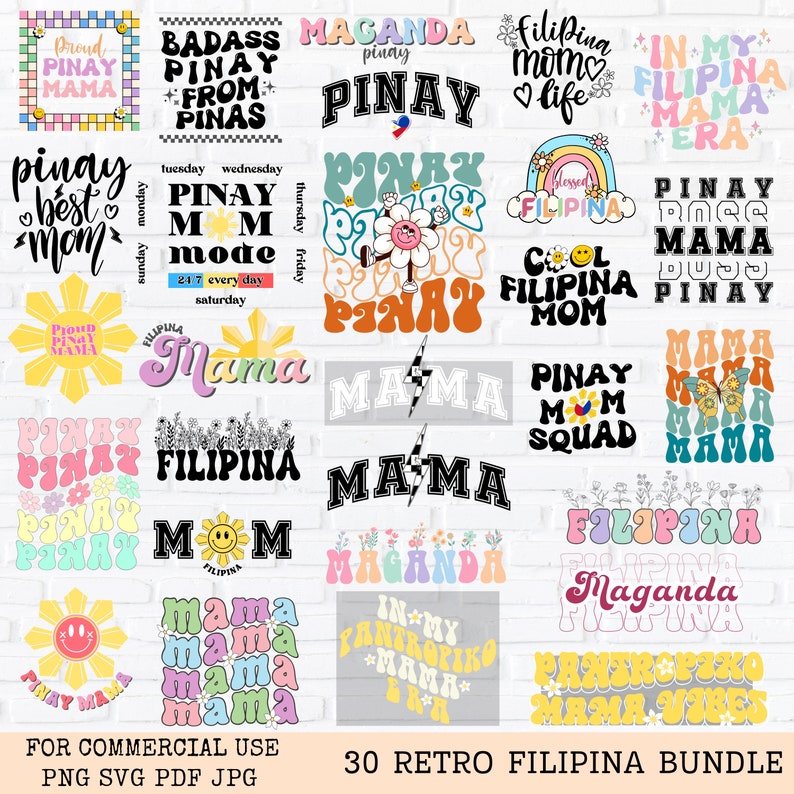 Retro Filipina Mama SVG Clipart Bundle (digital Download) - Etsy