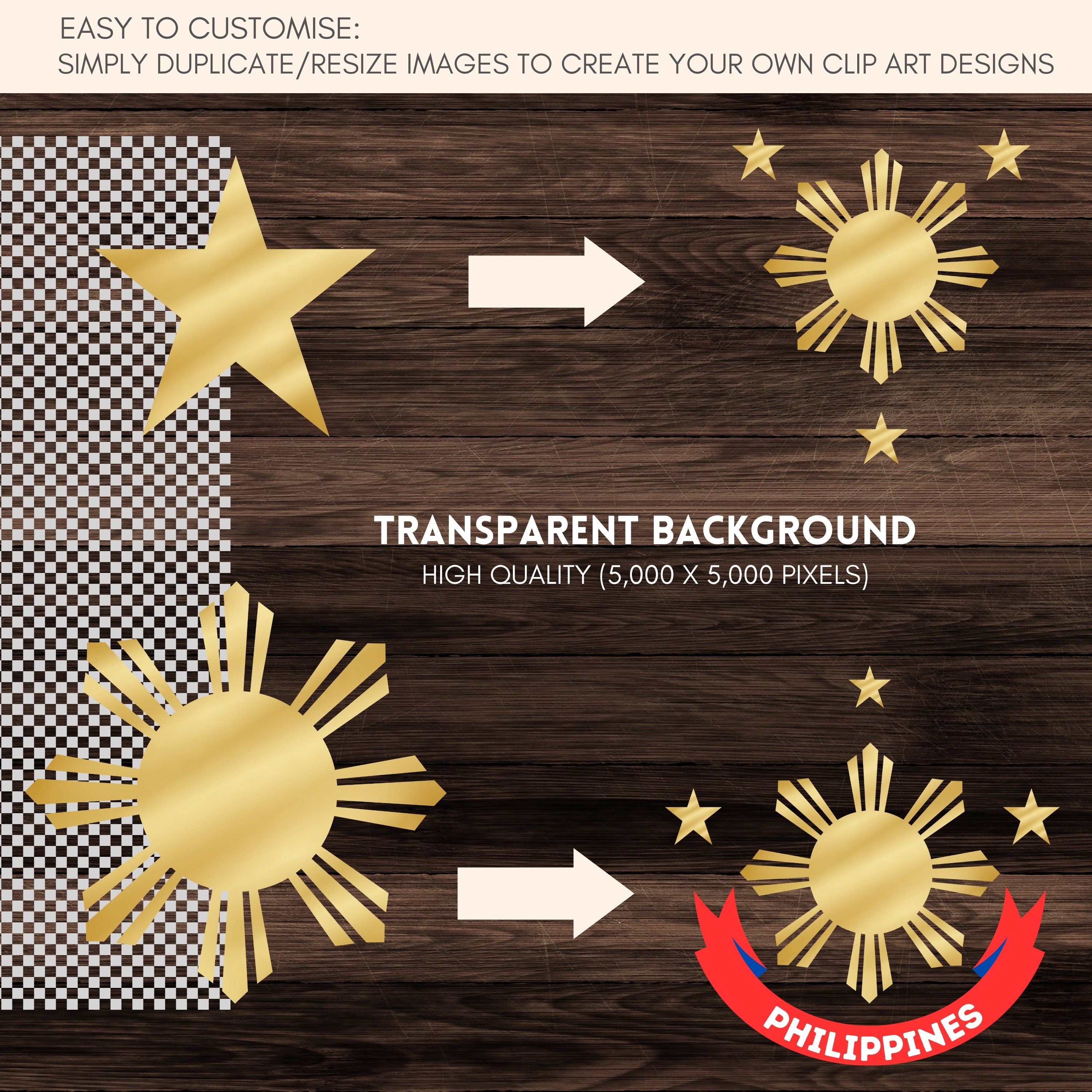 Philippines Sun Stars PNG Clip Arts, Filipino Sun PNG Printable, 16 ...