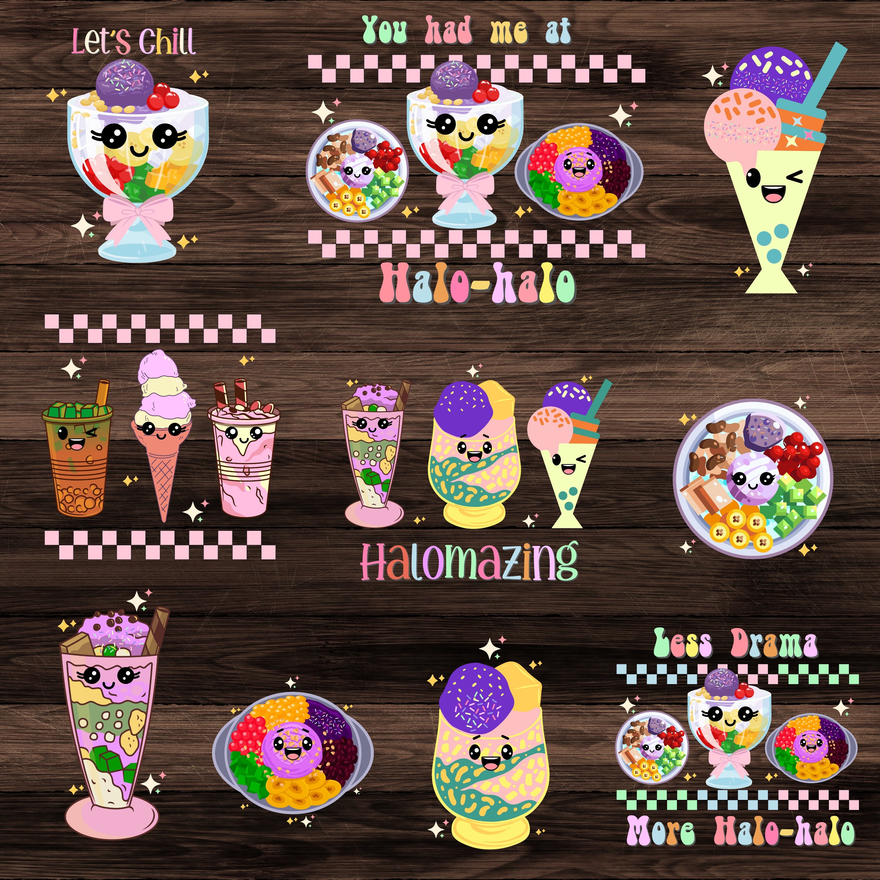 Funny Filipino Halo-halo Clip Arts PNG, 10 Bundle Philippines Cuisine ...