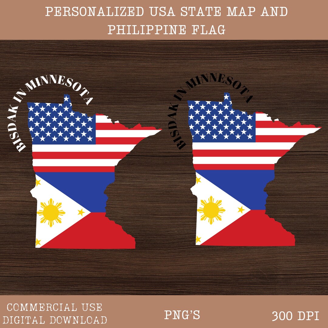 Minnesota Map USA and Philippine Flags : Filipino American Pride ...
