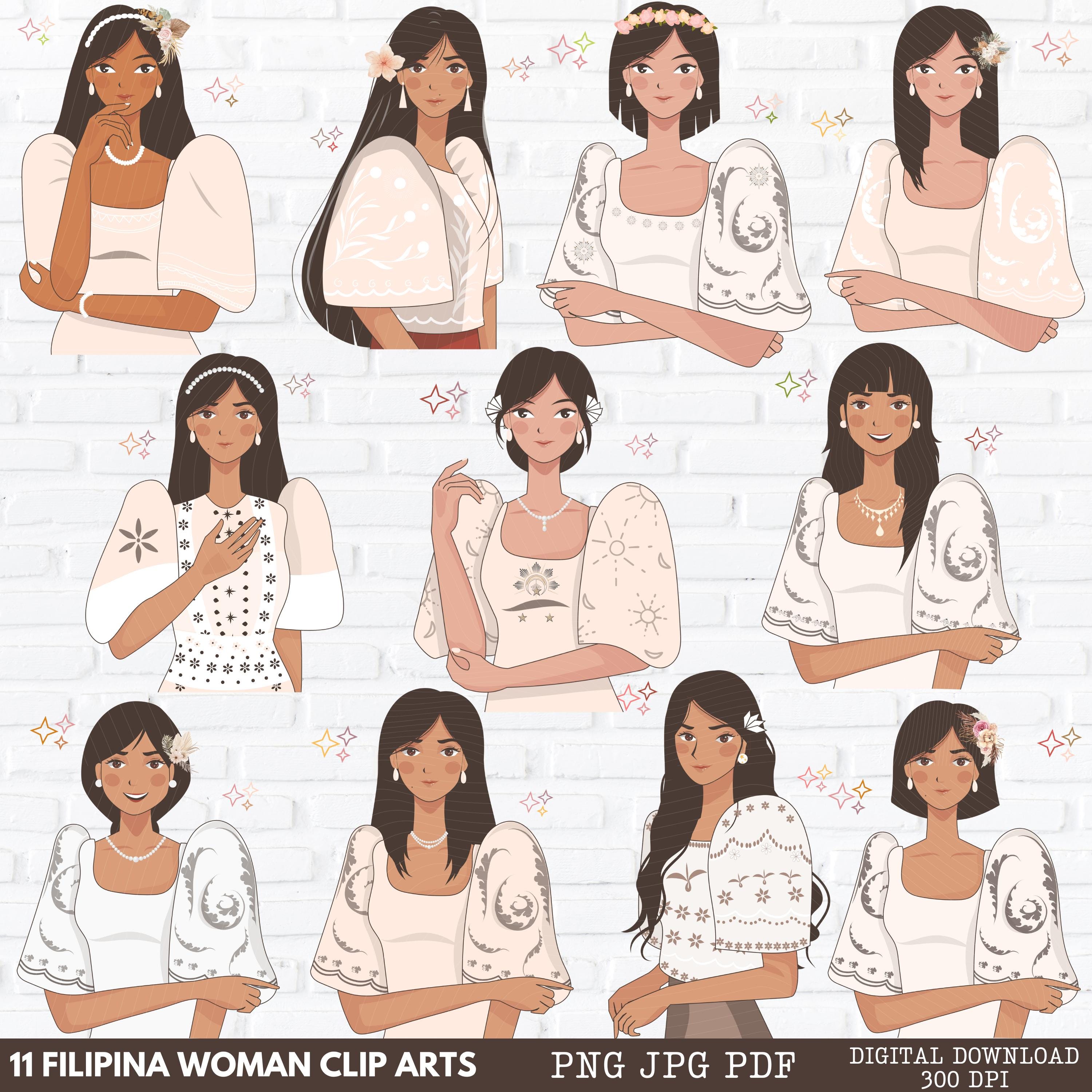Filipina Women Clipart PNG Printable, Filipina Girl Png, Pinay Woman ...