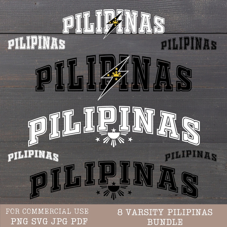 Philippine Varsity Font Style Pilipinas SVG, 8 Bundle Printable ...