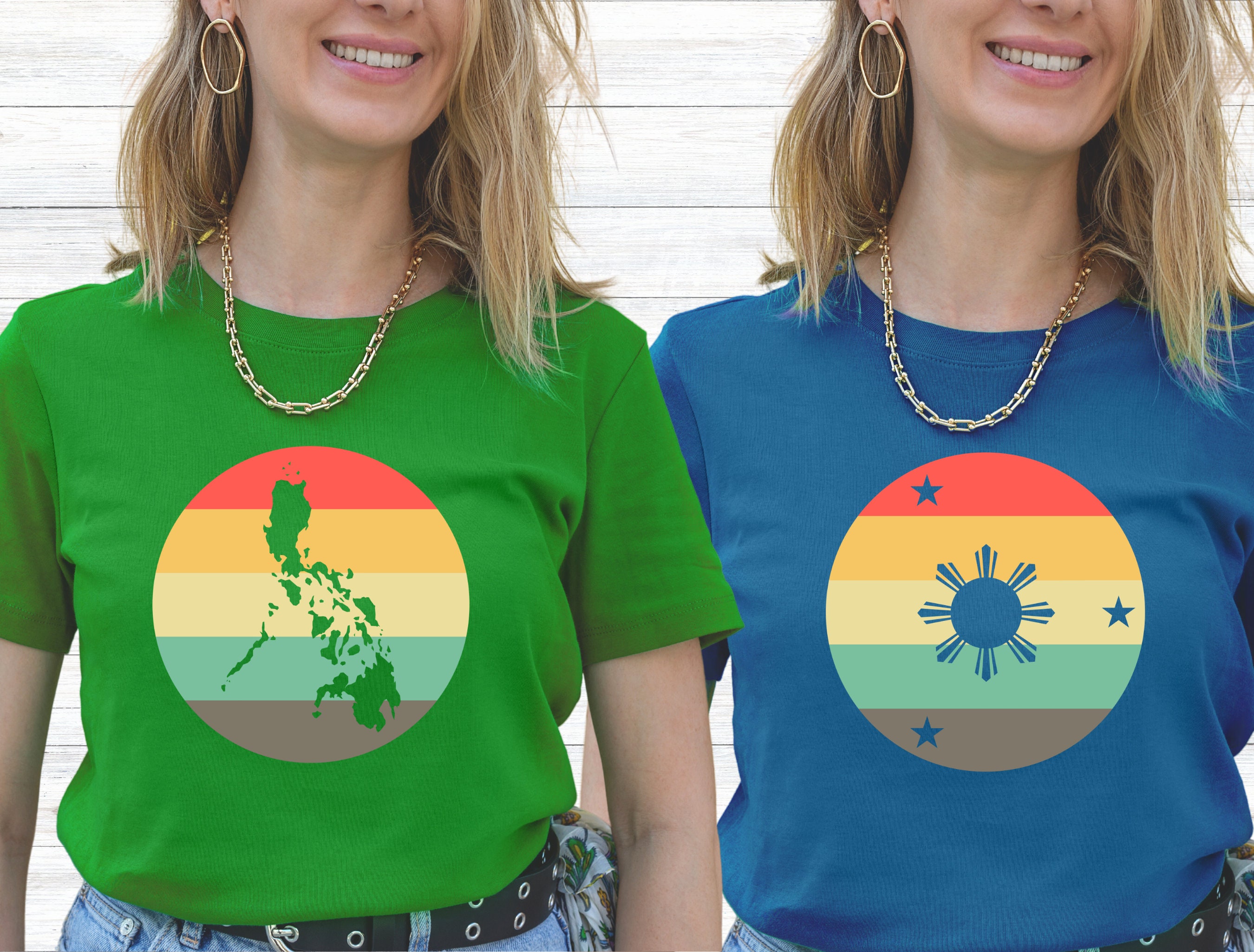 Retro Philippines Flag and Map Clip Arts SVG, Filipino Shirt Designs ...