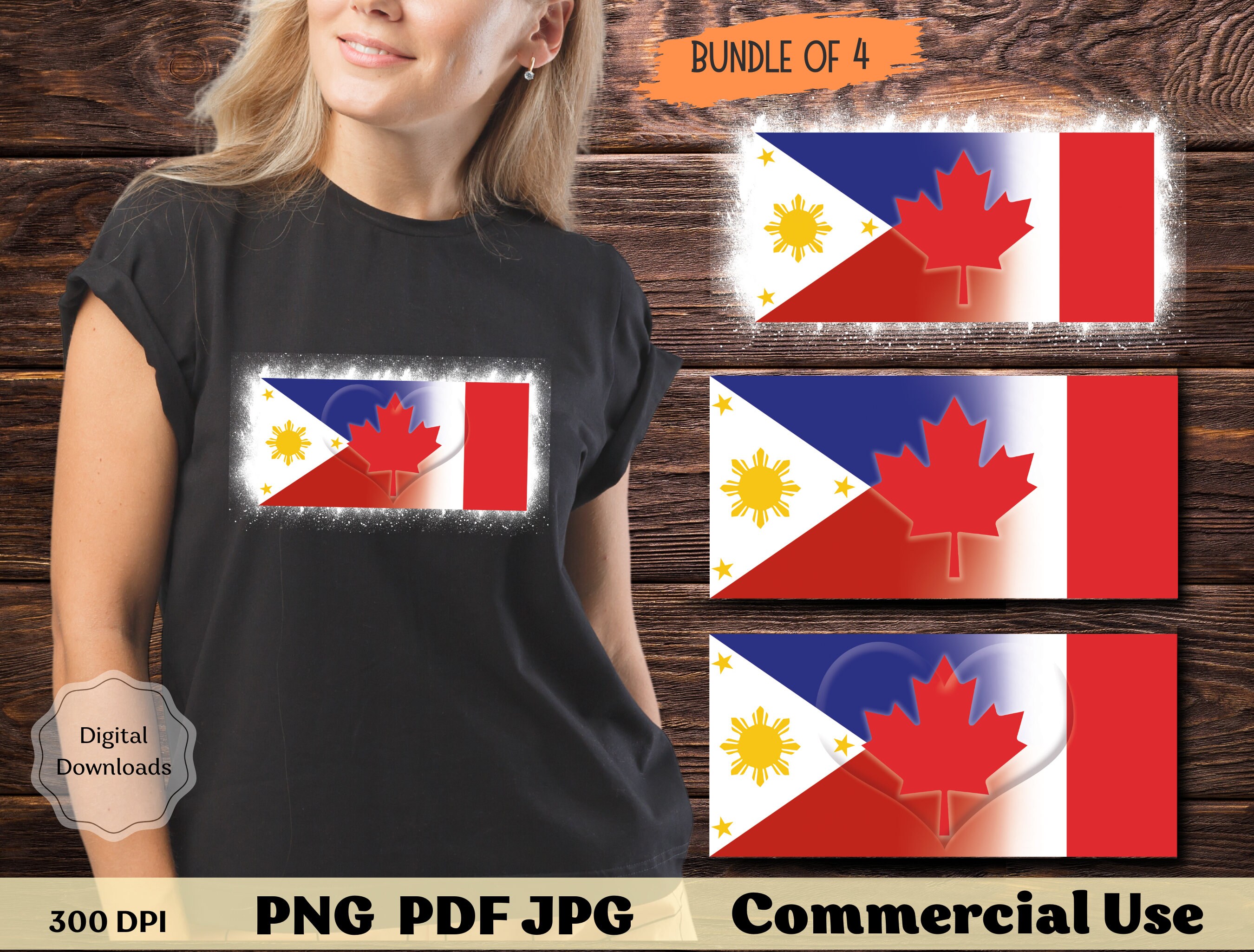 Philippine Canadian Flags PNG Bundle: Sublimation Clip Art (digital ...