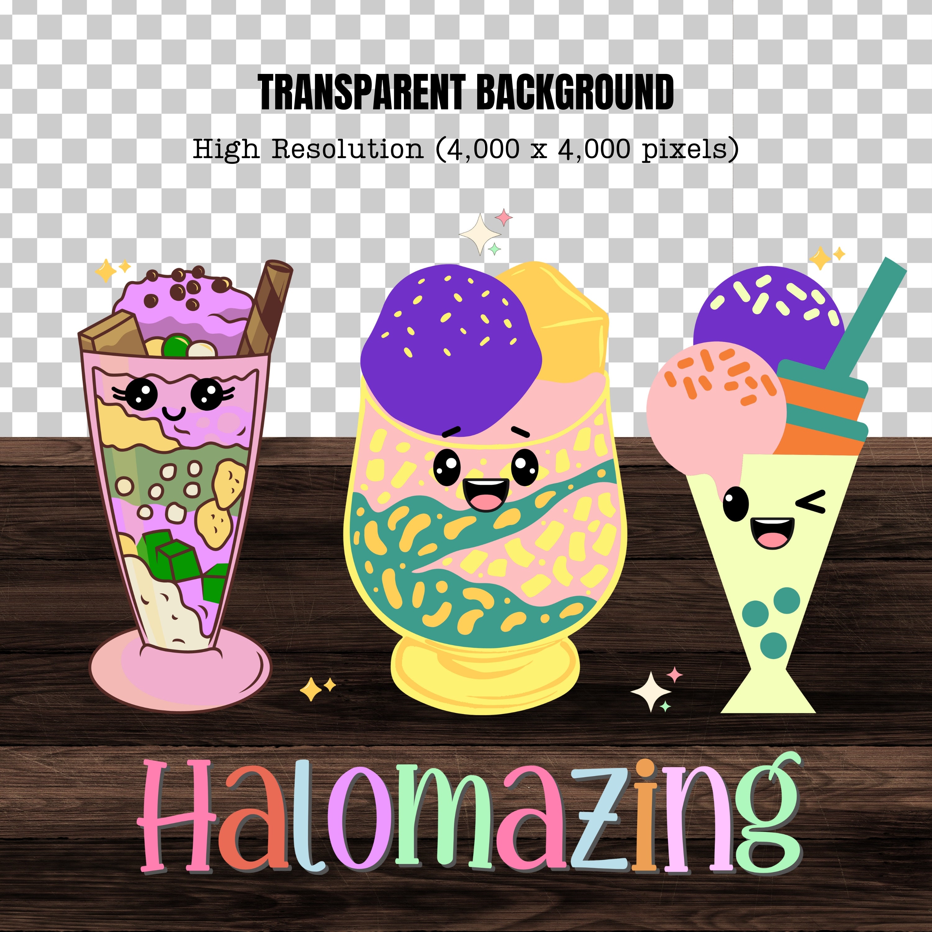 Funny Filipino Halo-halo Clip Arts PNG, 10 Bundle Philippines Cuisine ...