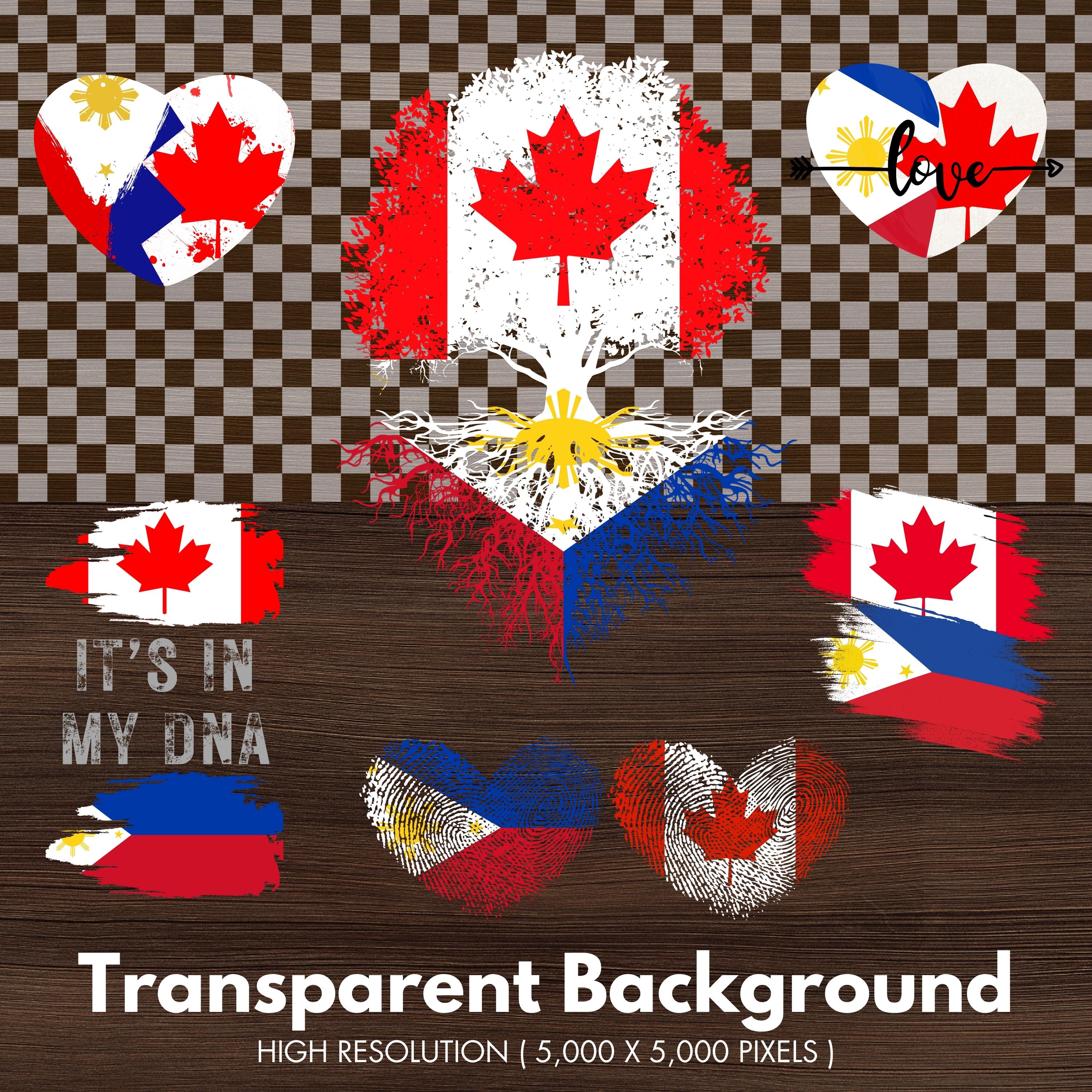 Filipino Canada Flags PNG Bundle: Philippines Maple Leaf Art (digital ...