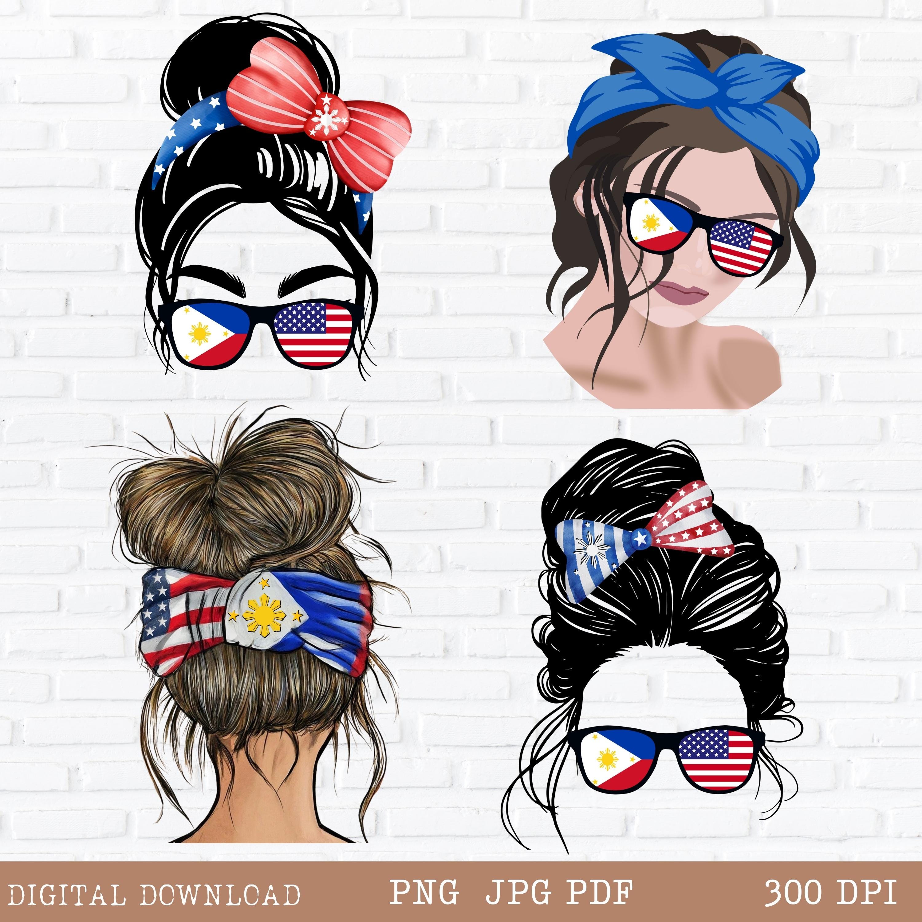 Filipino American Women Png, Messy Bun Girl Filipina American Png ...