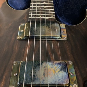 Custom-made Burnt Chrome Pick-up Covers Humbucker No-holes Set of 2 ...