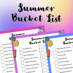 Summer Bucket List, Printable Bucketlist, Fun Summer Ideas, Activities ...