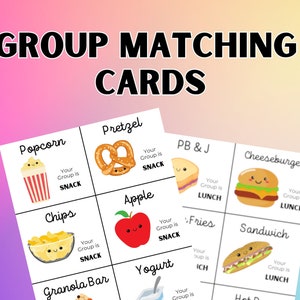 Group Matching Cards, Group Pairing and Matching Cards, for Classroom ...
