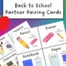 Partner Pairing Cards, Back to School Partner Pairing Cards, Group ...