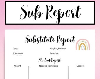 Substitute Report, While You Were Away, Groovy Themed, Boho, Substitute ...