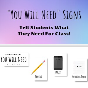 You Will Need Cards, Visual Supply Cards, Printable for White Board ...
