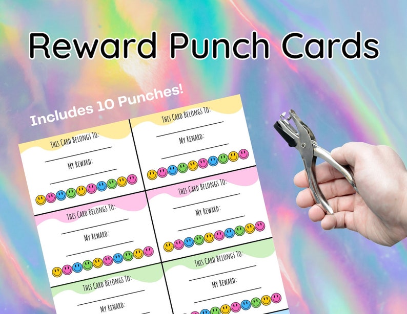 Reward Punch Cards, Smiley Face Themed, Hole Punch Cards, Set of 32 for ...