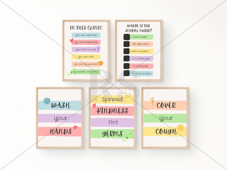 School Nurse Print Bundle Set of 5 Rainbow Design Clinic - Etsy