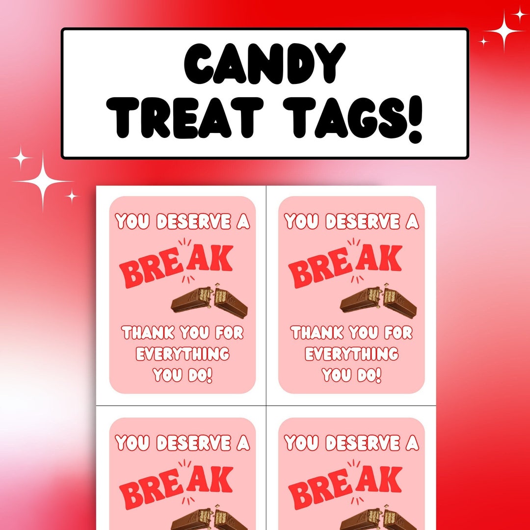 Candy Treat Tags, Chocolate Wafer Candy, Printable Treat Tags, Gift ...