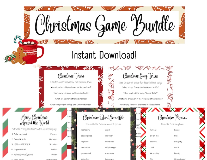 Printable Christmas Game Bundle Christmas Trivia Holiday - Etsy