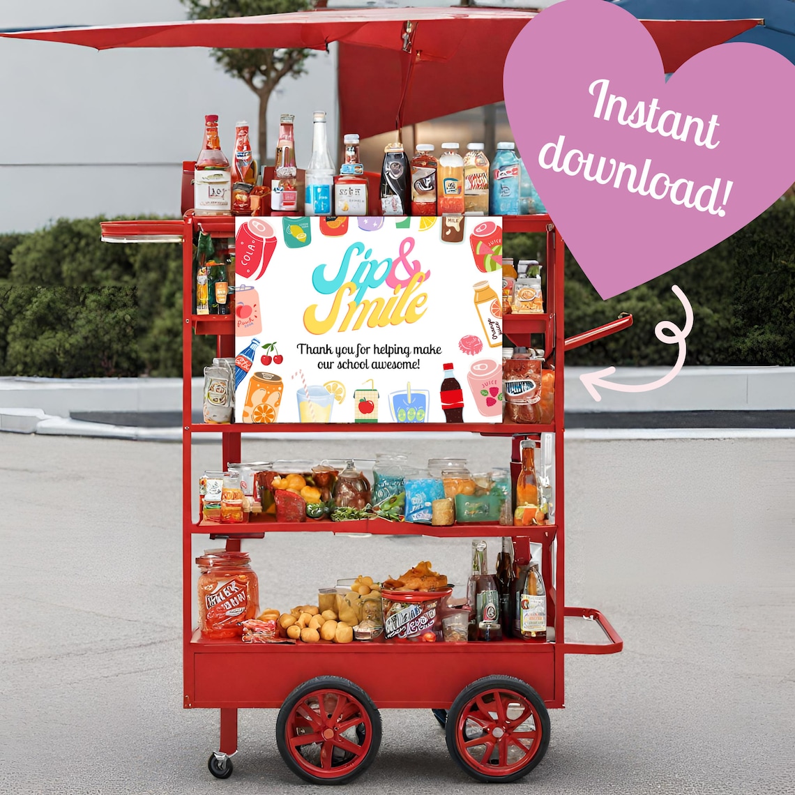 Soda & Drink Cart Sign, Teacher Appreciation Week, PTA, PTO, Teacher ...