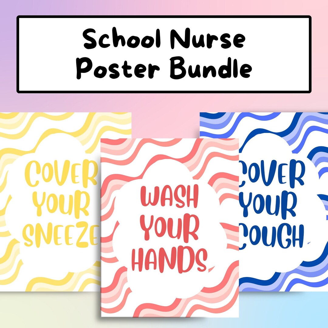 School Nurse Print Bundle, Set of 3, Waves Design, Clinic Decor, Office ...