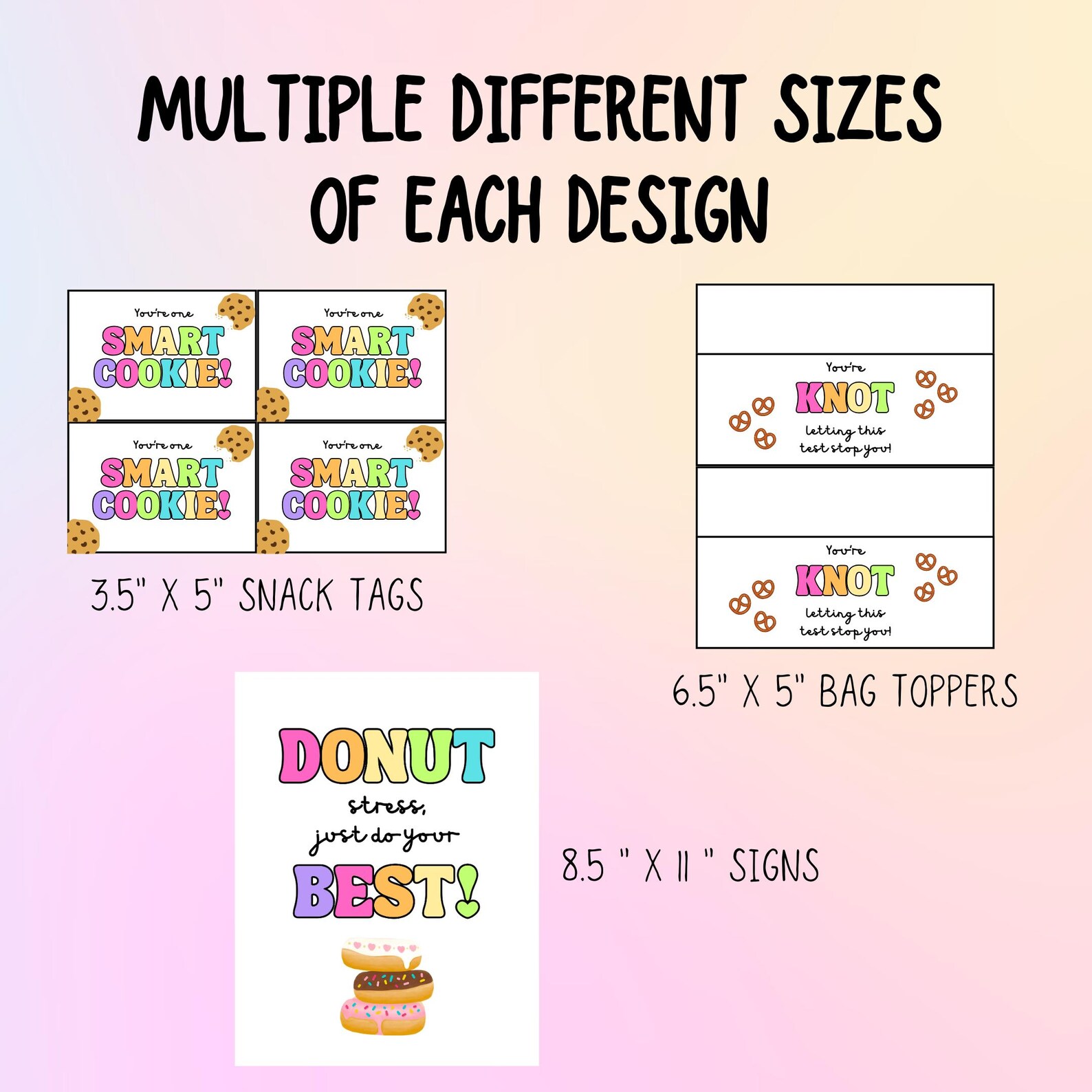 State Testing Snack Tags, Printable Snack Labels, Goody Bag Toppers for ...