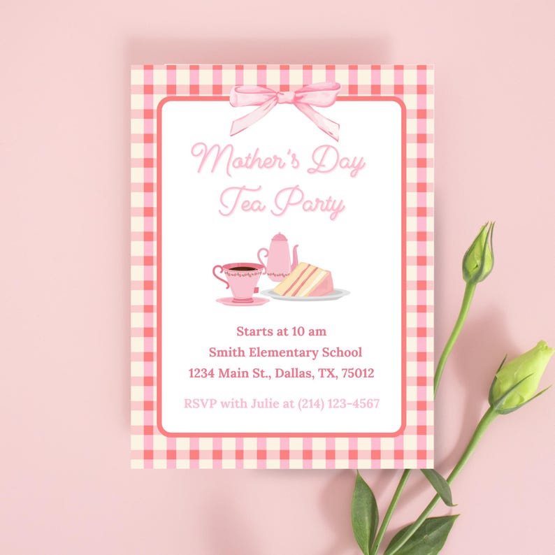 Mother's Day Tea Party Invitation, Tea Party Invitation, Mother's Day ...