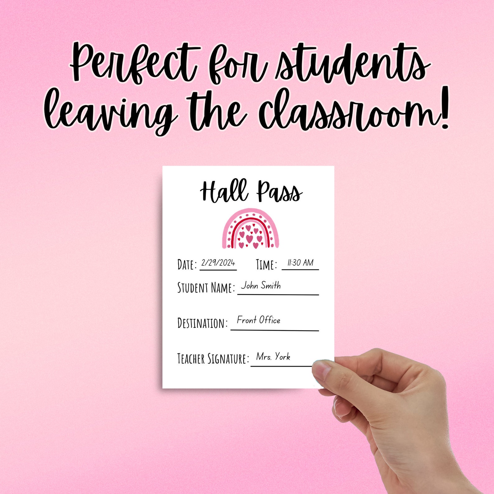 Hall Passes, Hall Pass Set, Printable, Lined & Unlined, Boho Rainbow ...
