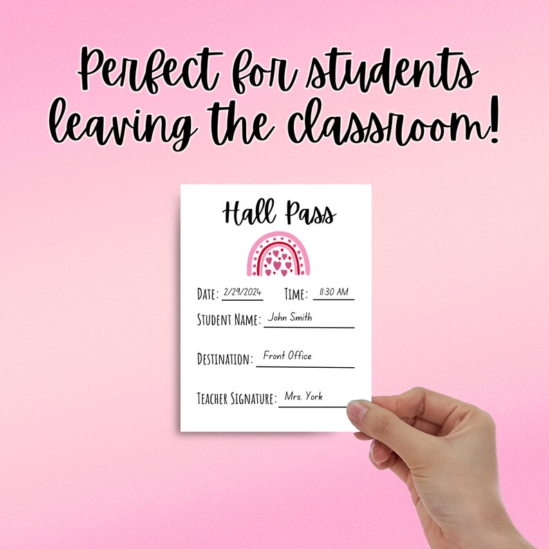 Hall Passes, Hall Pass Set, Printable, Lined & Unlined, Boho Rainbow ...