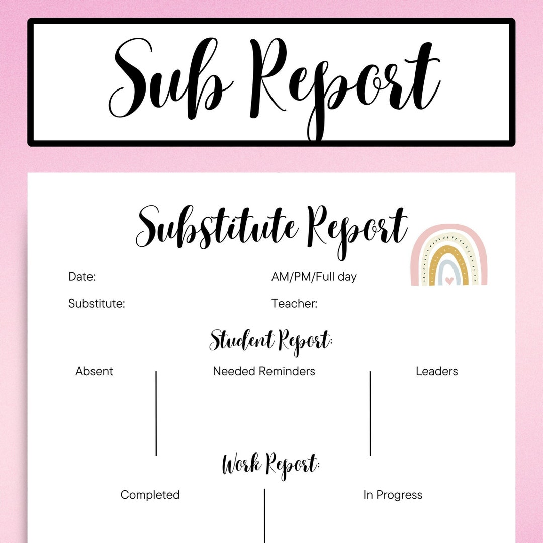 Substitute Report, While You Were Away, Boho Rainbow, Substitute Notes ...