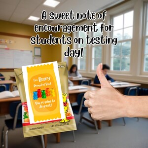 Testing Day Snack Tag, Classroom Treat Tag, Gummy Bears, Gummy Bear ...