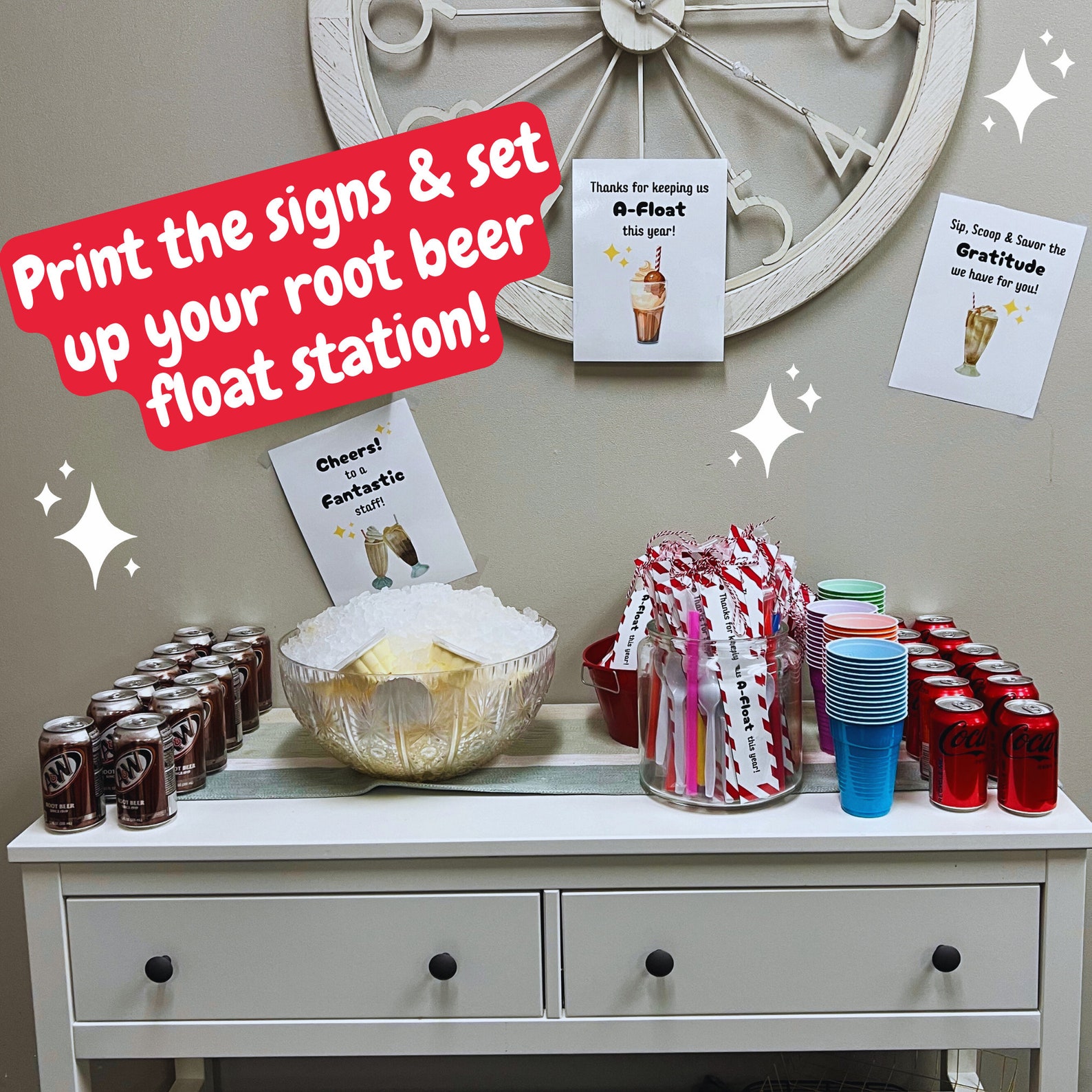 Root Beer Float Station Signs, Teacher Treat, Teacher Appreciation Week ...