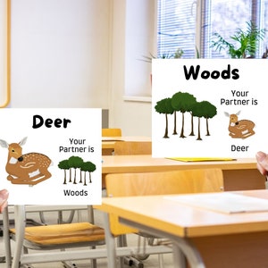 Partner Pairing Cards, Animal Themed, Animal and Habitat Pairing, Group ...