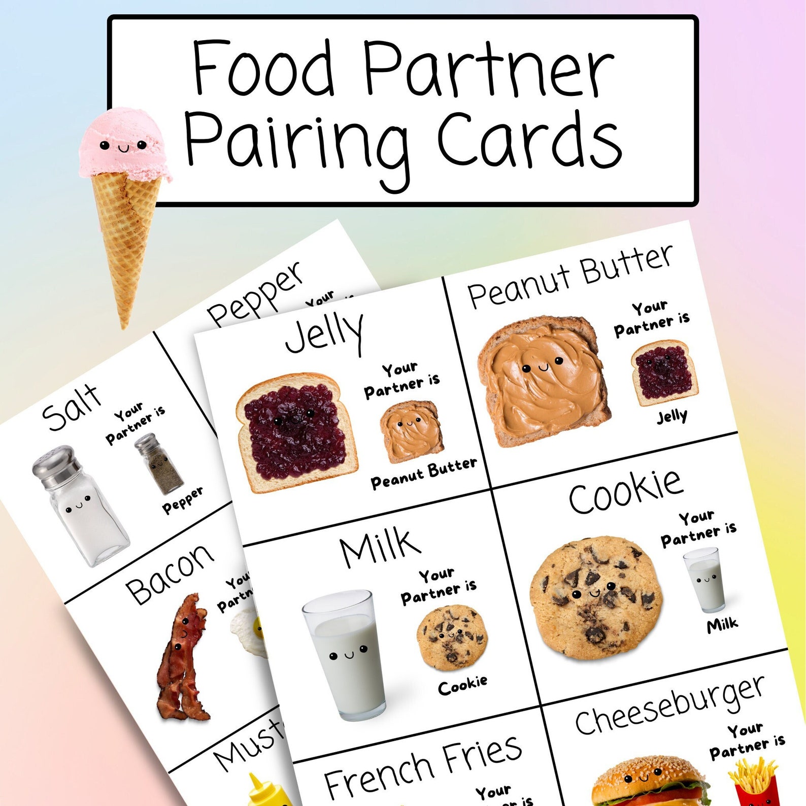 Partner Pairing Cards, Group Pairing and Matching Cards, for Classroom ...