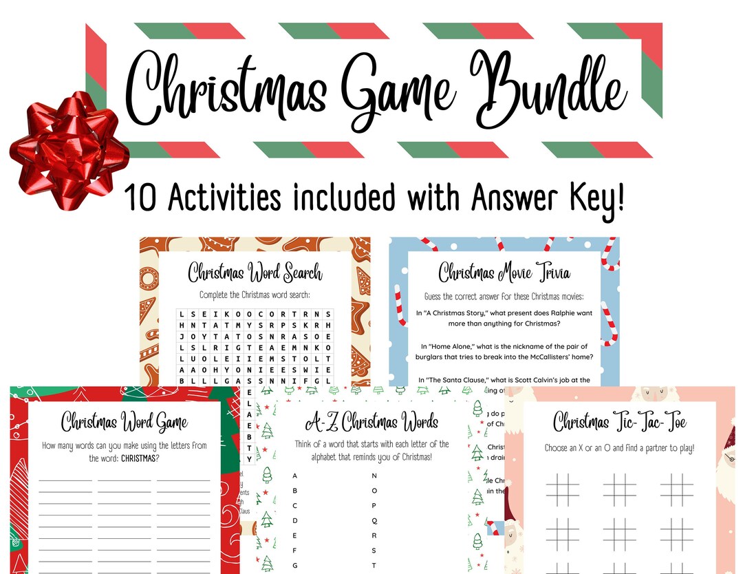Printable Christmas Game Bundle Christmas Trivia Holiday - Etsy