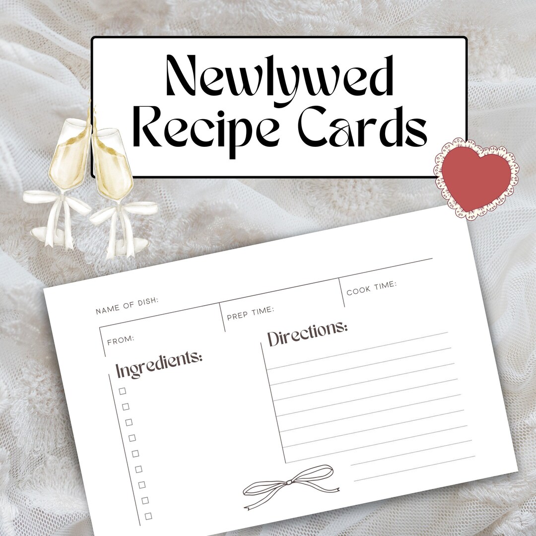 Wedding Recipe Cards, Recipe Request, Bridal Shower Recipe Card ...