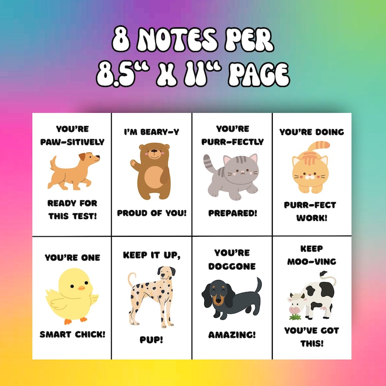 Testing Encouragement Notes, Testing Day Notes, Testing Snack, Animal ...