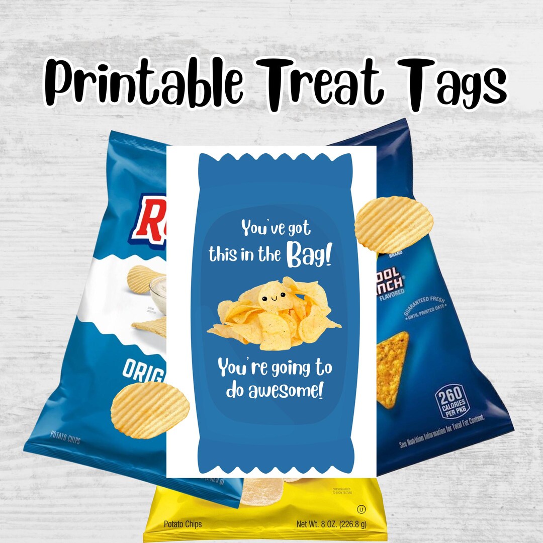 Testing Day Snack Tag, Classroom Treat Tag, Chip Bag Tag, Chips Snack ...