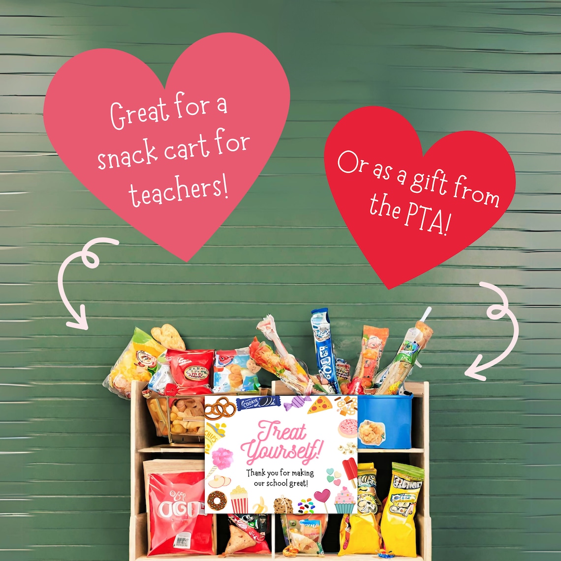 Snack Cart Sign, Teacher Appreciation Week, PTA, PTO, Teacher Gift ...