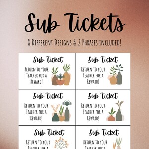 Sub Tickets, Boho, Neutral, Plant Themed, Classroom Management ...