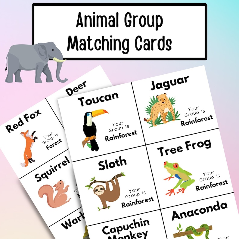 Animal Habitat Themed, Group Matching Cards, Group Pairing and Matching ...