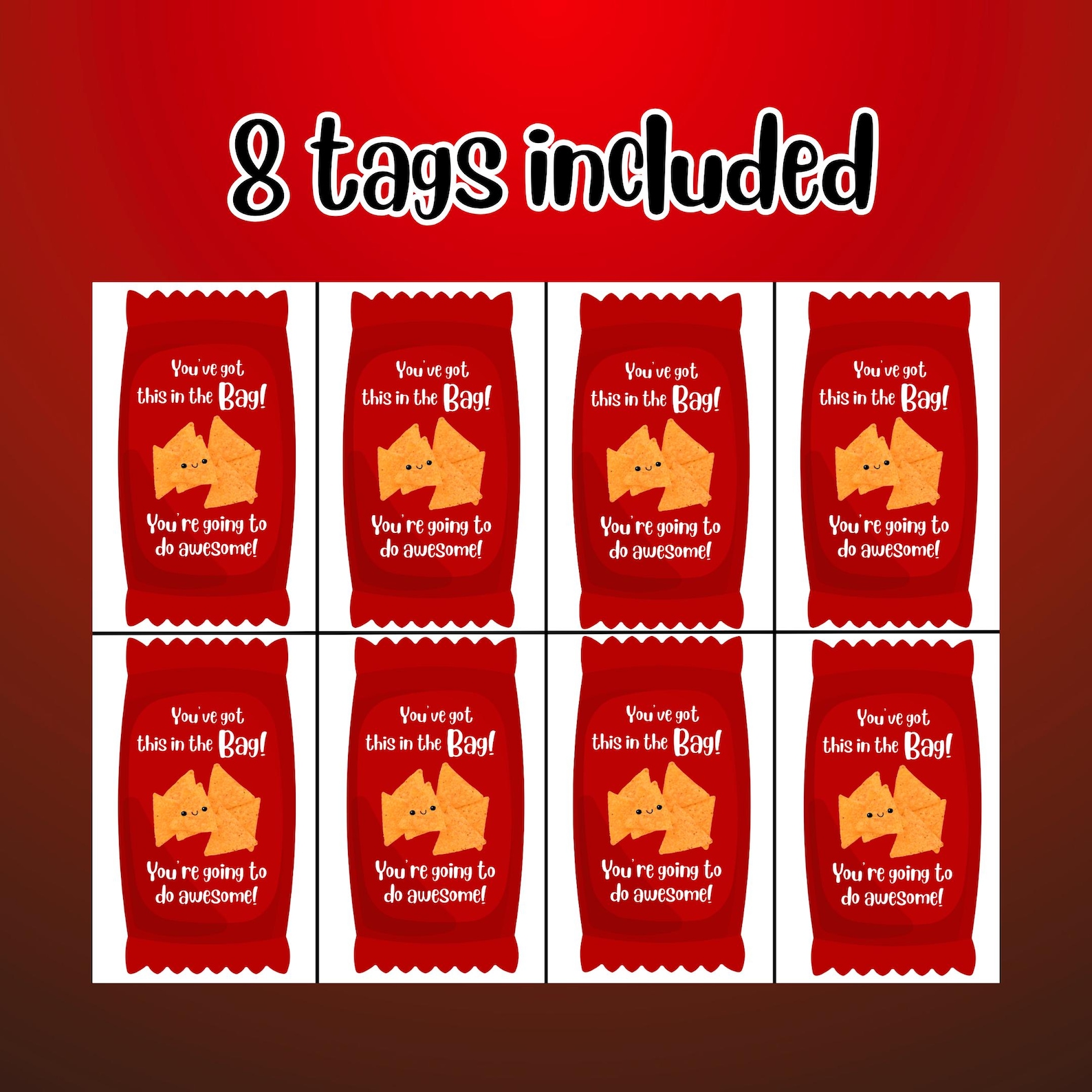 Testing Day Snack Tag, Classroom Treat Tag, Nacho Cheese Chips, Chip ...