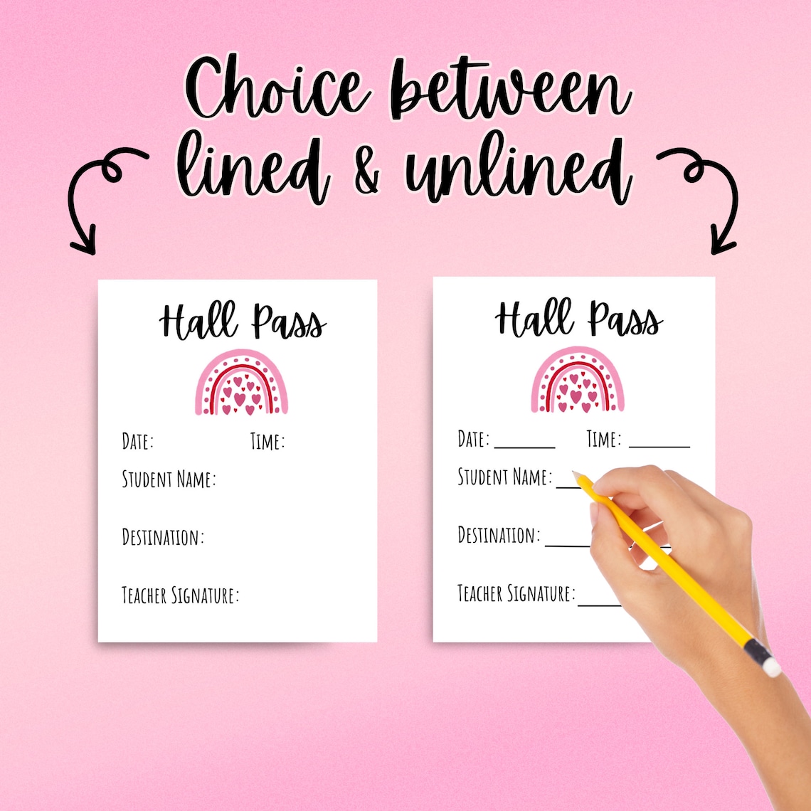 Hall Passes, Hall Pass Set, Printable, Lined & Unlined, Boho Rainbow ...