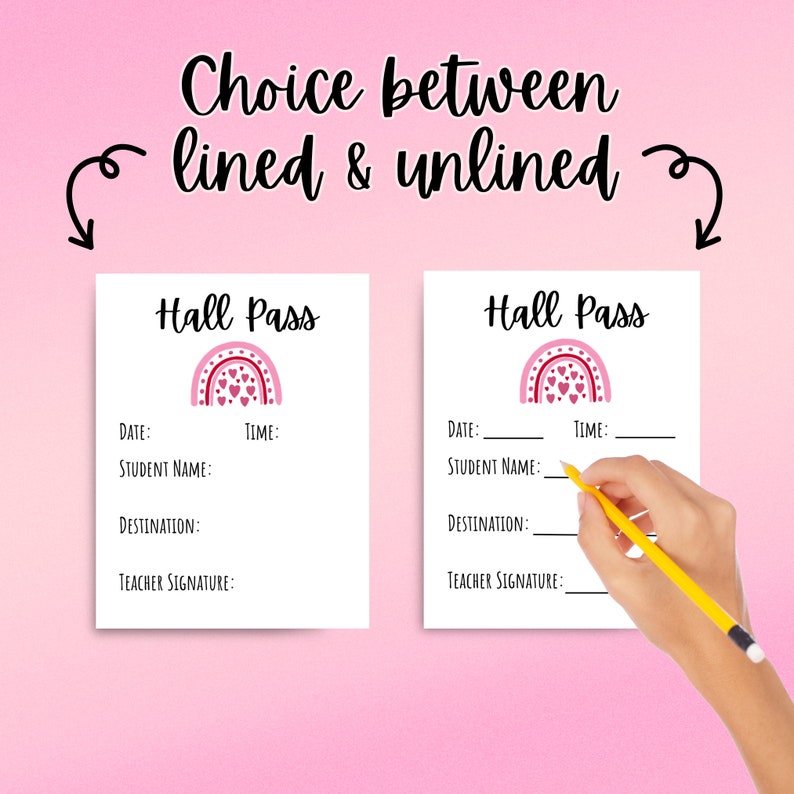 Hall Passes, Hall Pass Set, Printable, Lined & Unlined, Boho Rainbow ...