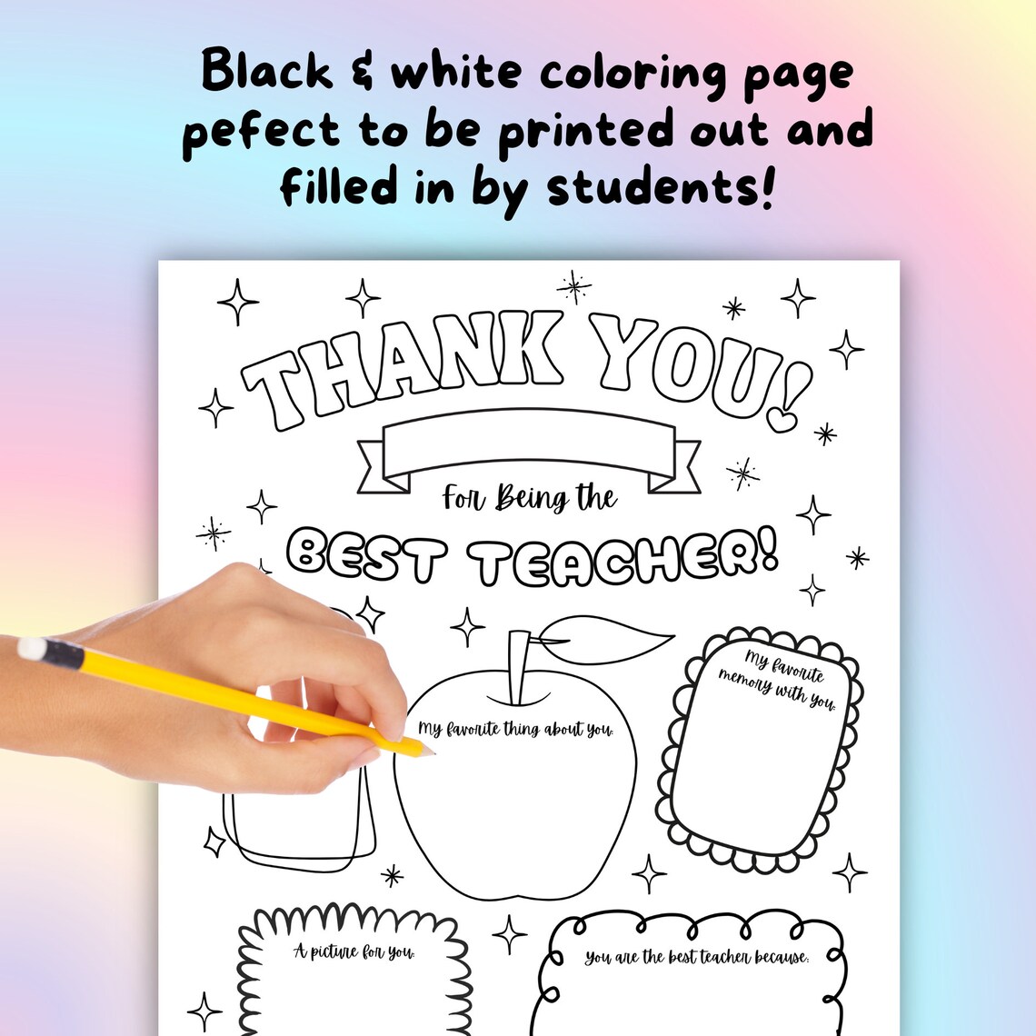 Teacher Appreciation Coloring Page, Teacher Appreciation Gift, Teacher ...
