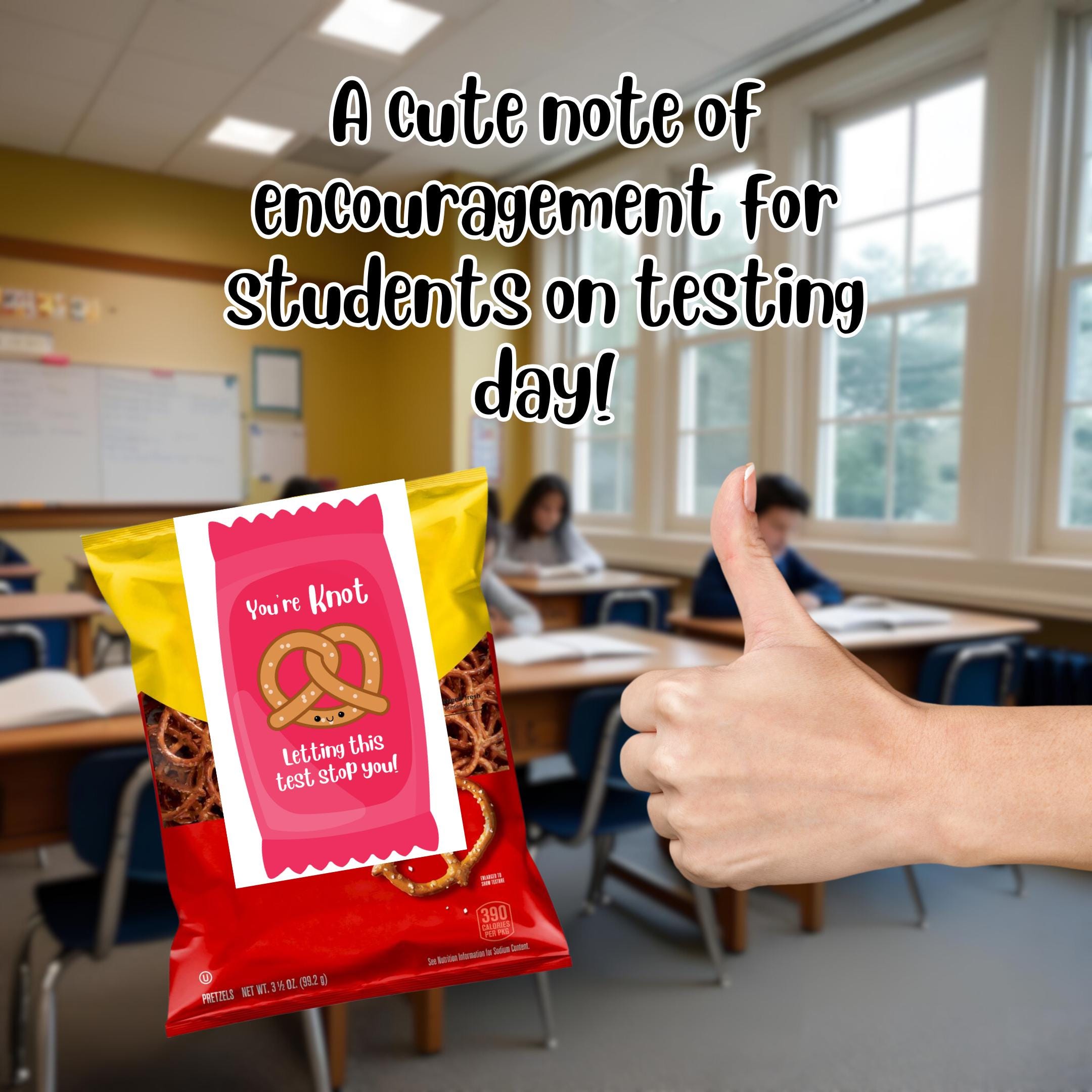 Testing Day Snack Tag, Classroom Treat Tag, Pretzel Tags, Good Luck ...