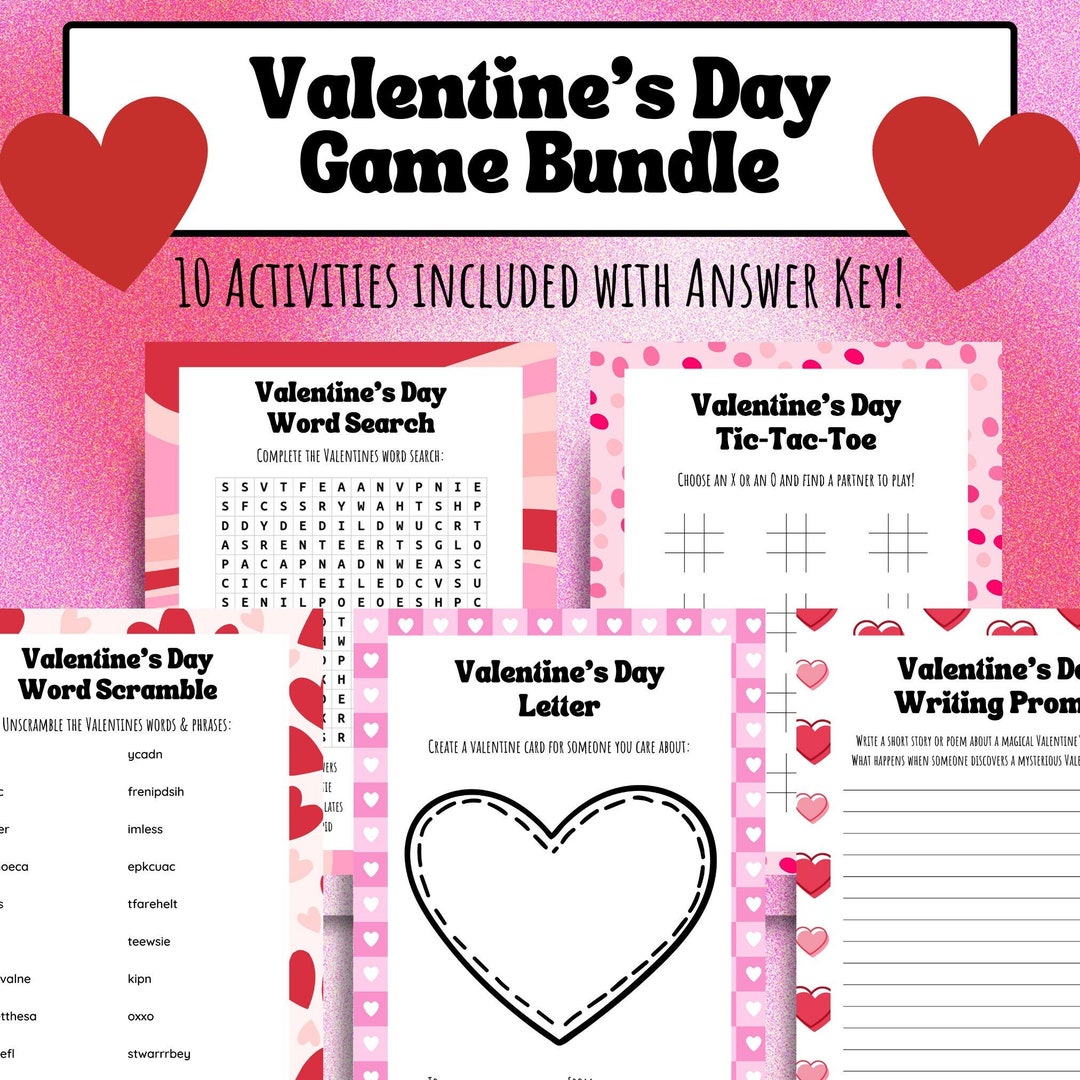Valentine's Day Game Bundle, Printable Valentines Activities for Class ...